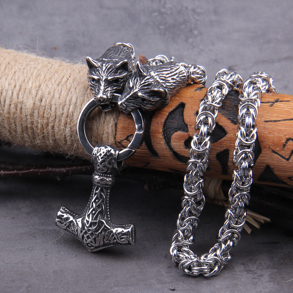 Stainless Steel Wolf Head with Handmade Chain Necklace – Gofaer Finds ...