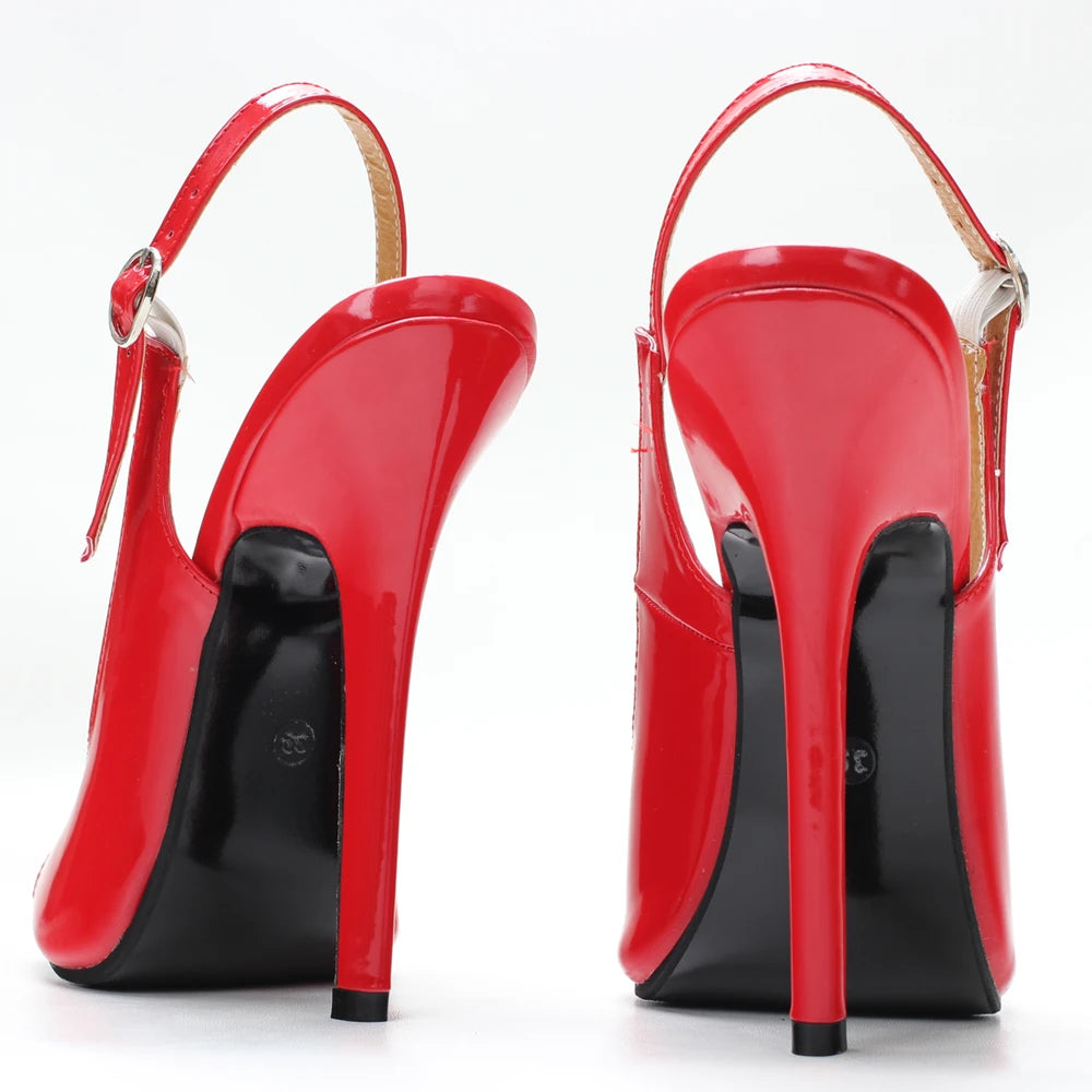 5" Red Fetish Pinup Girl Photoshoot Retro Vintage Super High Heel Woma ...