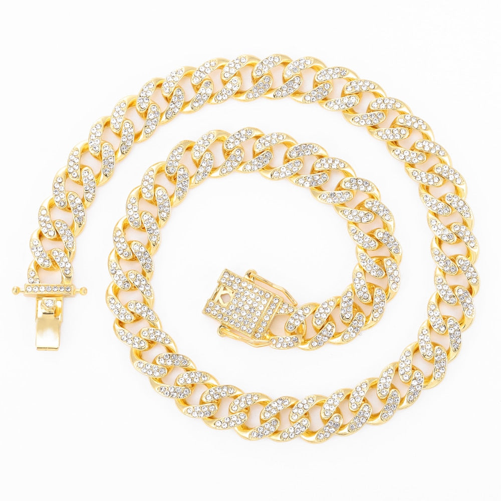 Hip Hop 13mm Cuban Link Chain For Men Iced Out Bling Cuban Chain ...