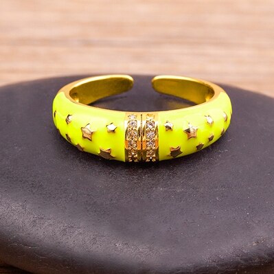 Fashion Neon Enamel Shiny Star Zircon Ring For Women – Gofaer Finds store!