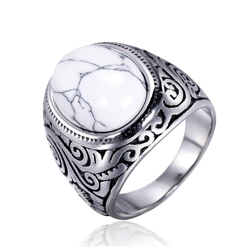 Vintage Brown/White Stone Ring For Men – Gofaer Finds store!