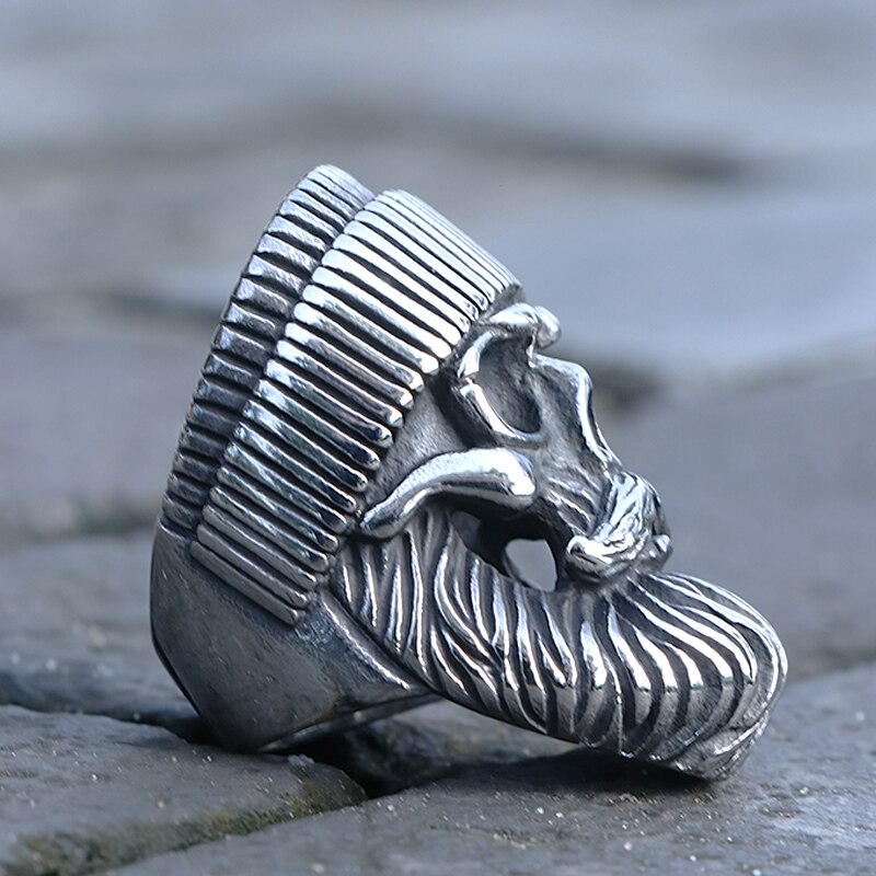 Gothic Stainless Steel Bearded Skull Ring Punk Hip Hop Biker Skull Rin ...