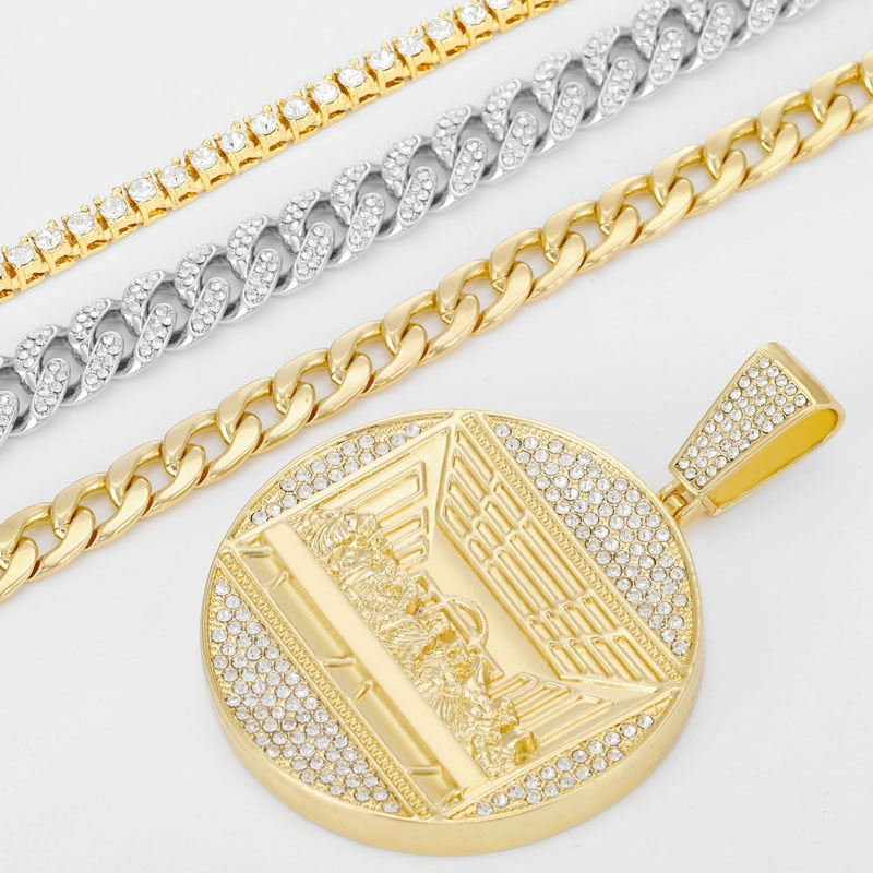 Last Supper Pendant Big Jesus Miami Cuban Chain Iced Out Bling Bling H ...