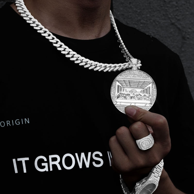 Last Supper Pendant Big Jesus Miami Cuban Chain Iced Out Bling Bling H ...