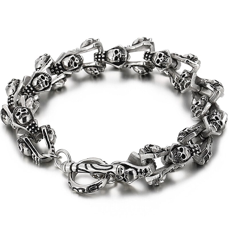 Gothic Skeleton Skull Chain Bracelet Men – Gofaer Finds store!