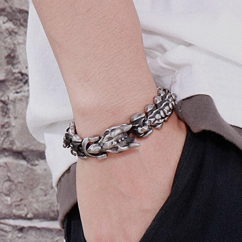 Mens Dragon Keel Chain Link Scale Bangle Bracelet for Men – Gofaer ...
