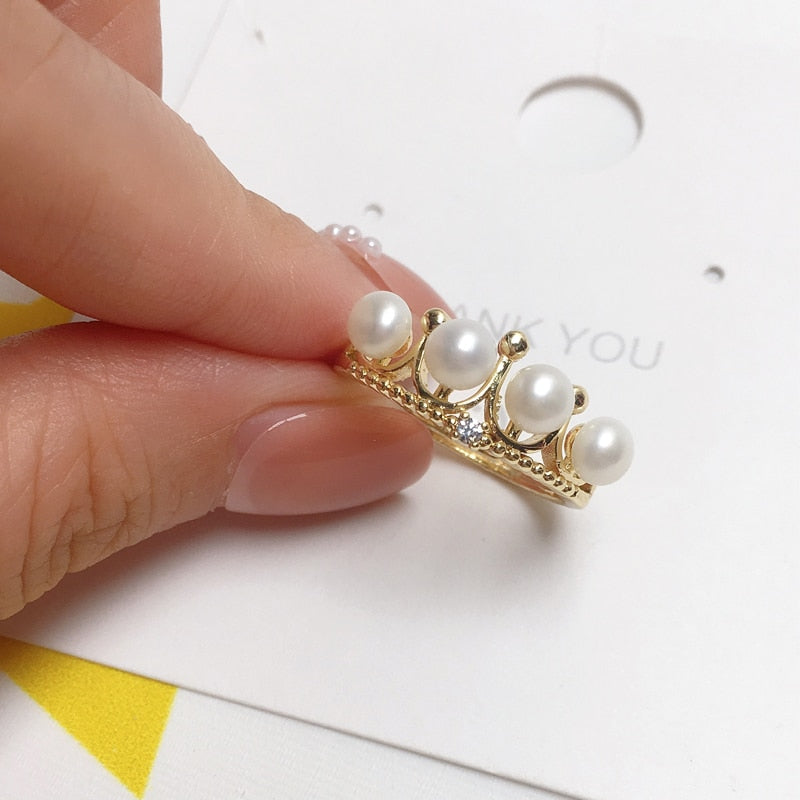 New Vintage Design Pearl Ring 14K Gold Filled Crown Many Real Natural ...