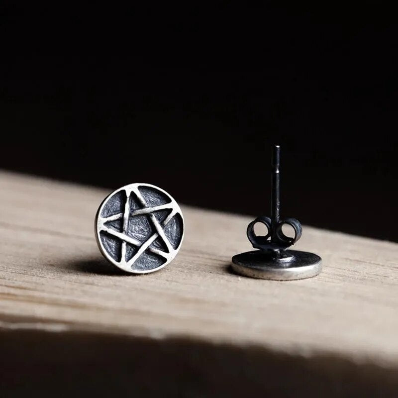 925 Sterling Silver Greek mythologyGoddess of the Earth Pentacle Earri ...