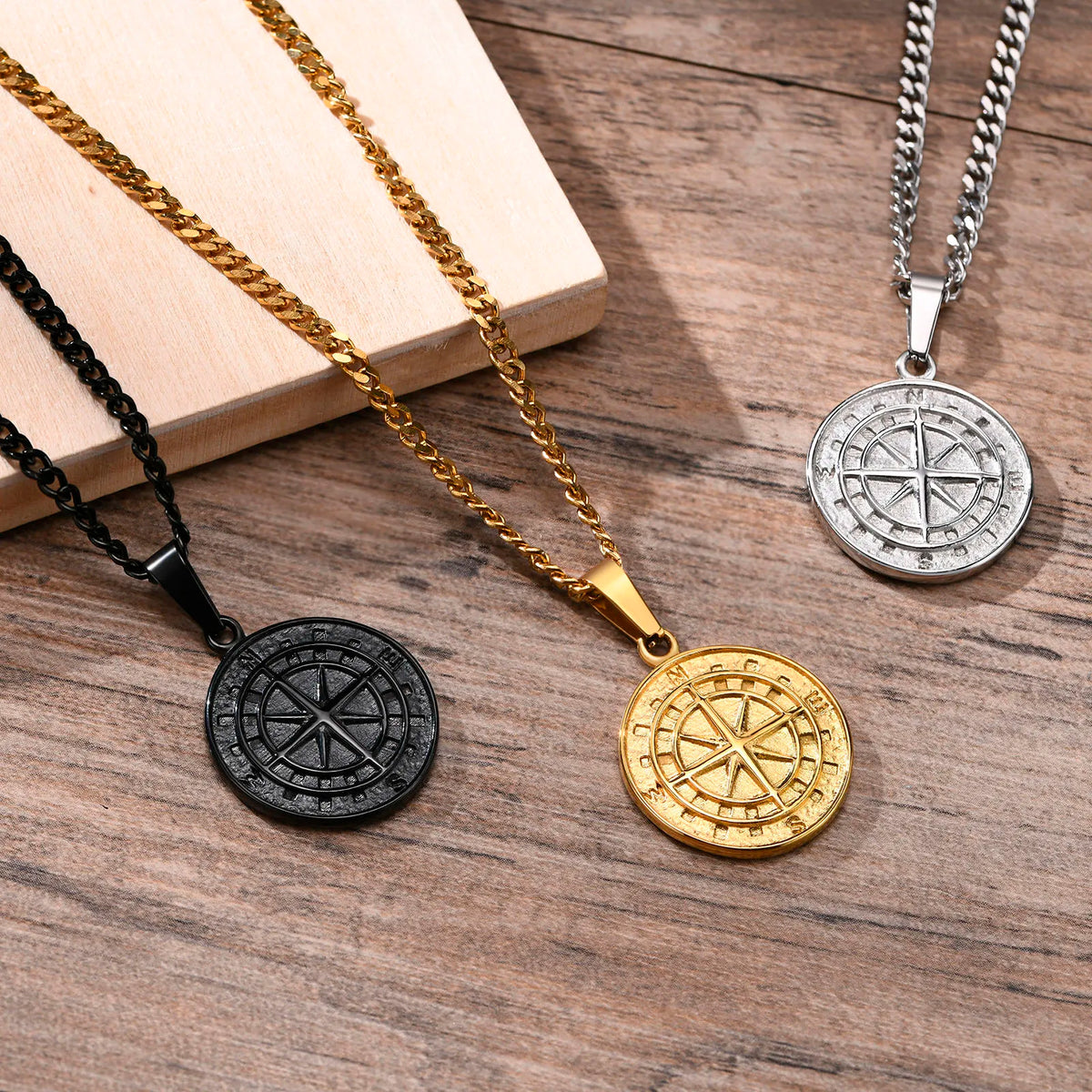 Gold Color Mens Compass Necklaces – Gofaer Finds store!