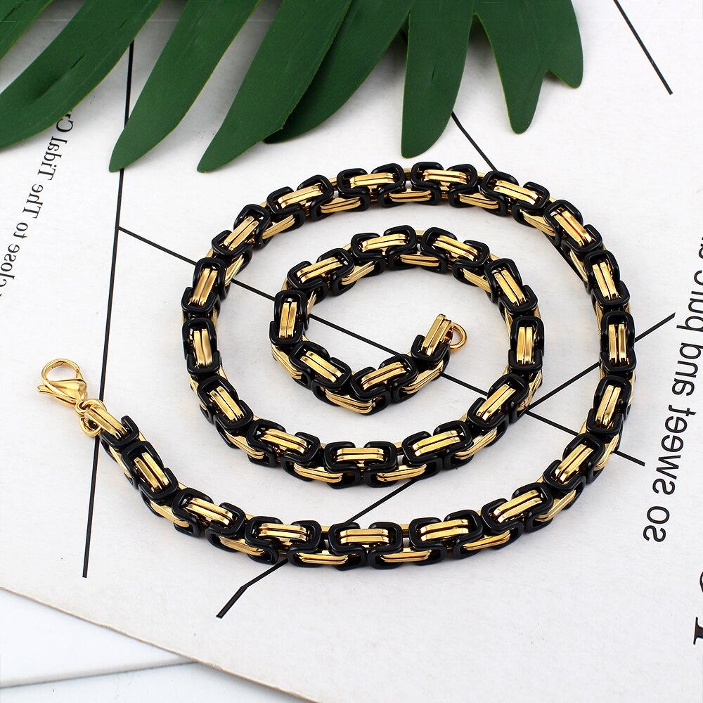 Hot Sale Men's Titanium Steel 8MM Byzantine Imperial Chain Necklace ...