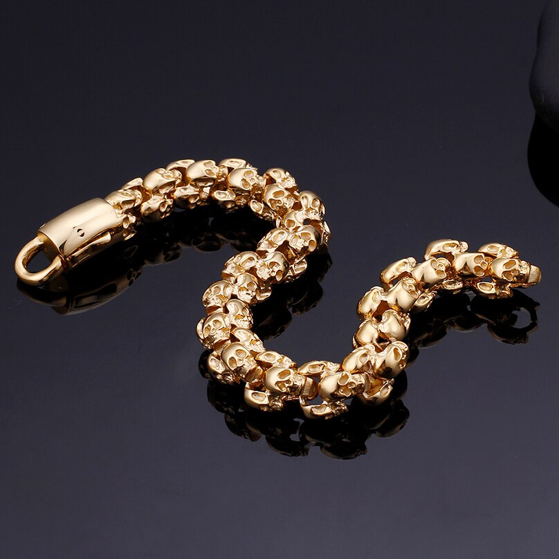 Full Skull Head Chain Bracelet Men Gothic Mens Bracelets – Gofaer Finds ...