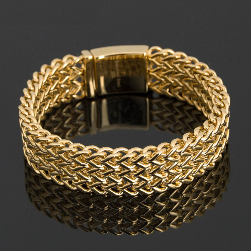 Rapper DJ Bracelet Men Luxury Gold Plated Stainless Steel Dubai Jewell ...