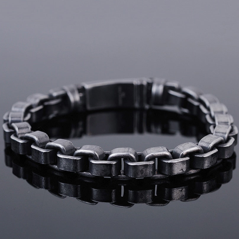 Classic Retro Black Stainless Steel Wrist Hand Bracelets For Men ...