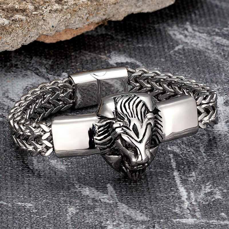 Stainless Steel Men Gold Lion Chain Bracelet – Gofaer Finds store!