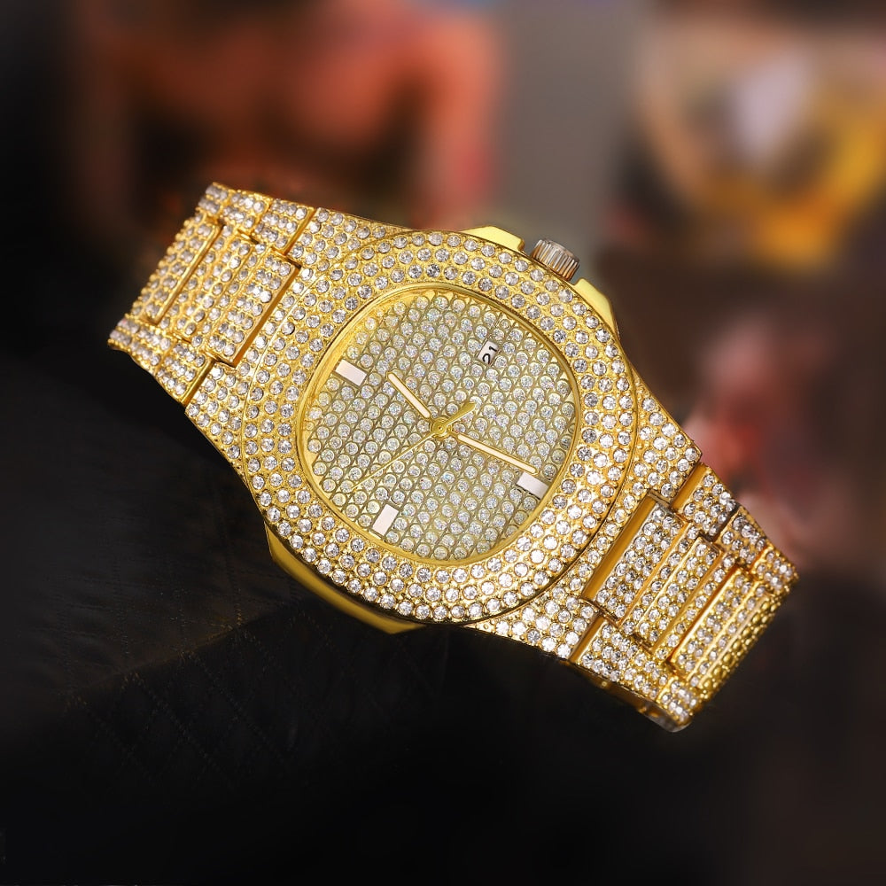 CZ Iced Out Diamond Watch Quartz Gold HIP HOP Watches – Gofaer Finds store!