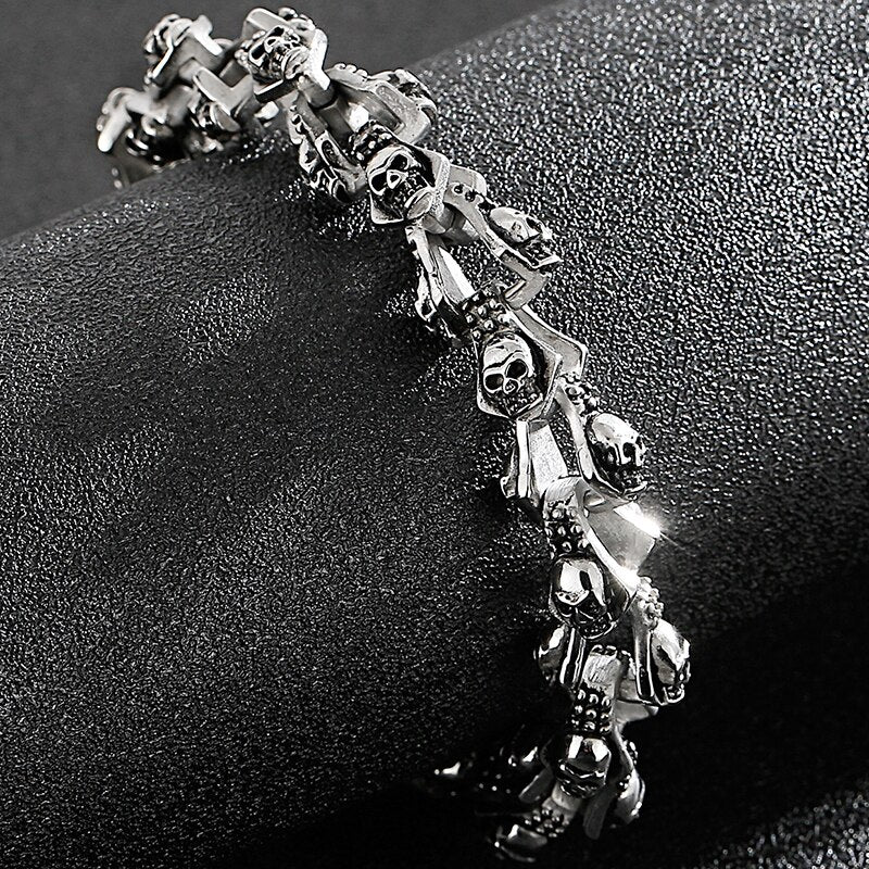 Gothic Skeleton Skull Chain Bracelet Men – Gofaer Finds store!