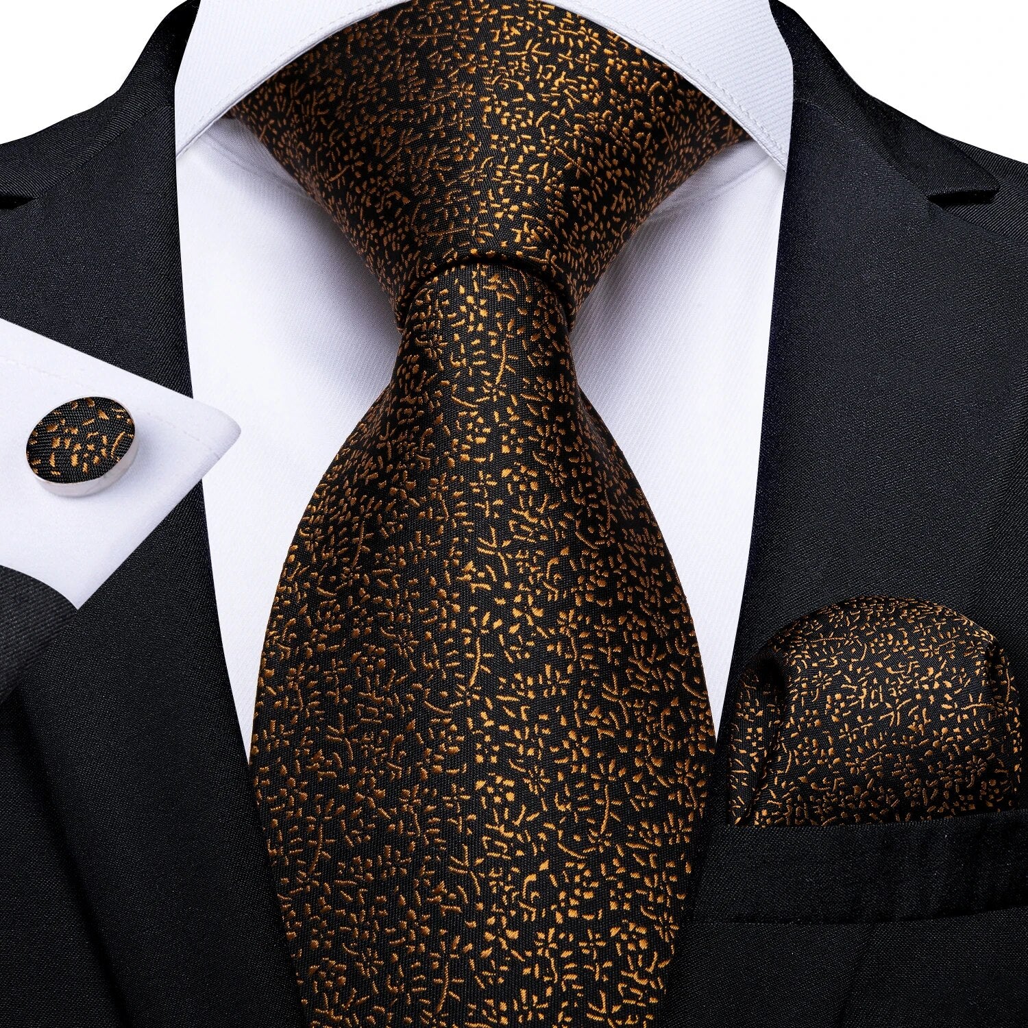 100% Silk Gold Floral Brown Men's Tie Set – Gofaer Finds store!