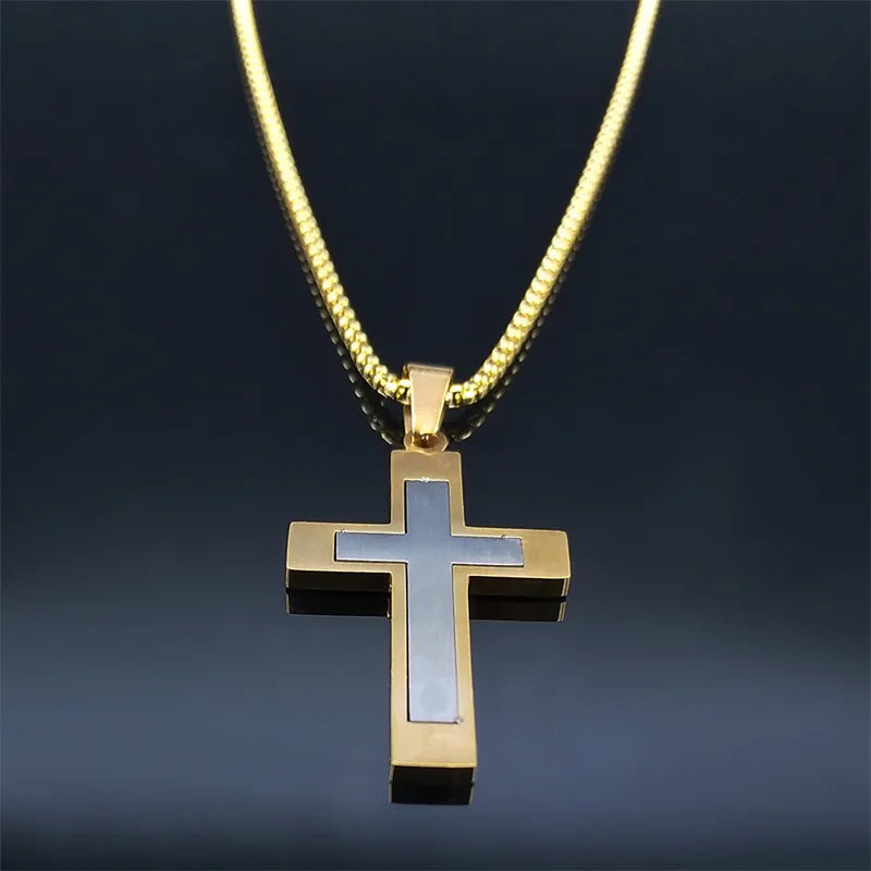 Catholic Cross Stainless Steel Jesus Christ Amulet Pendant Necklace Me ...