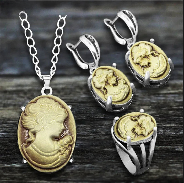 Vintage Oval Lady Queen Cameo Set For Women – Gofaer Finds store!