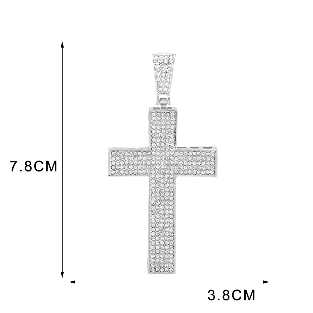 Iced Out Bling Cross Pendant Necklace Men Hip Hop 13Mm Cuban Chain Nec ...