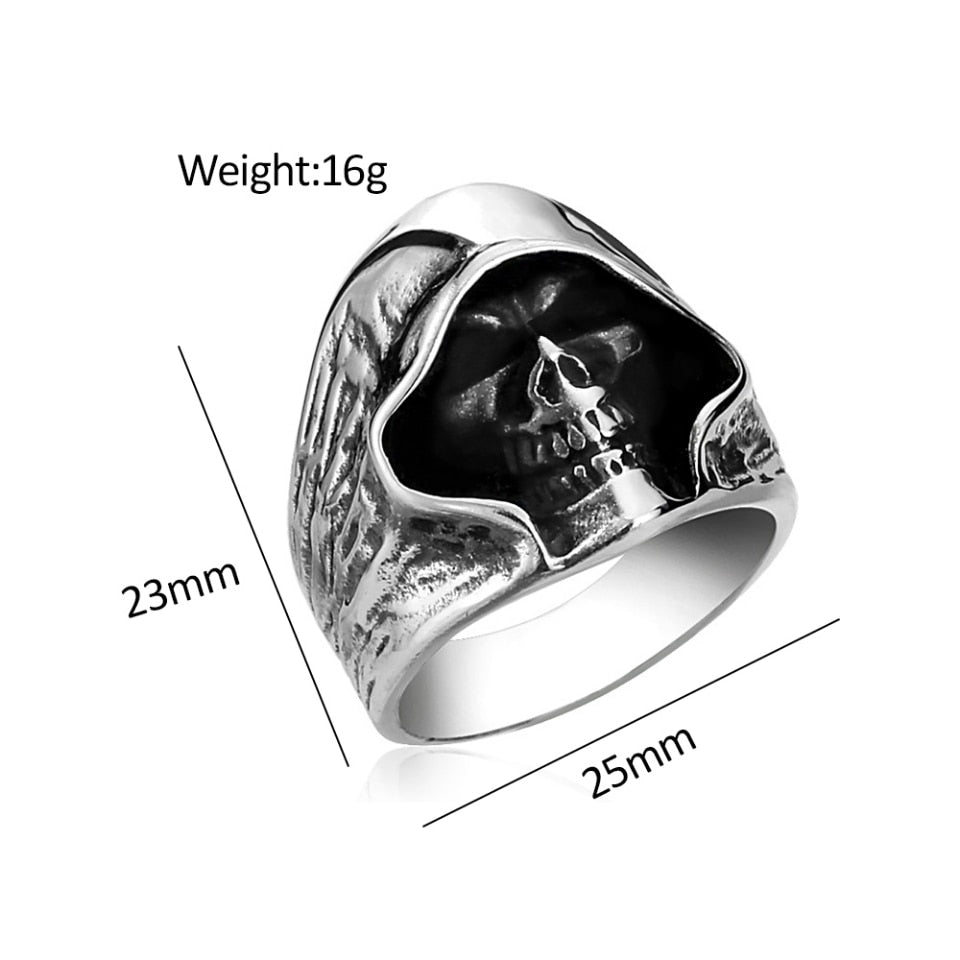 Gothic Vintage Stainless Steel Death Skull Ring For Men – Gofaer Finds ...