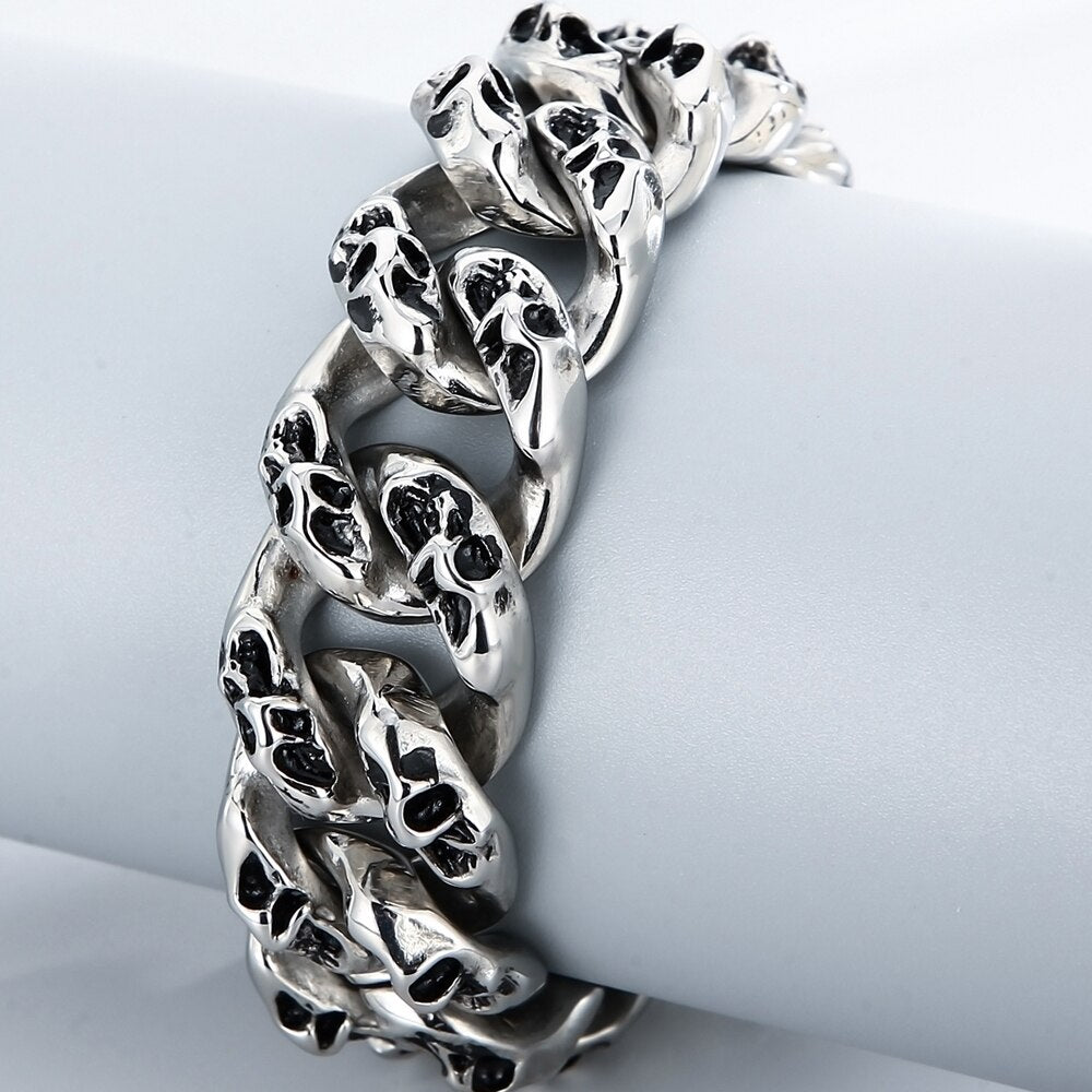Massive Skull Head Curb Link Chain Bracelets for Men – Gofaer Finds store!