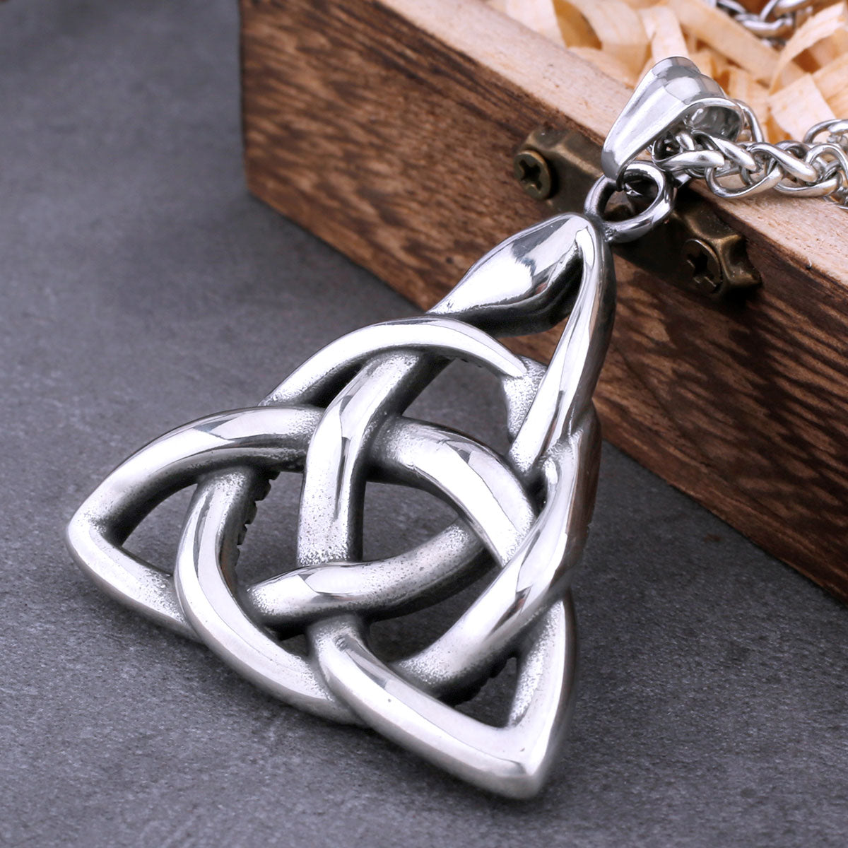 Nordic Viking Trinity Symbol Necklace Men's Stainless Steel Ouroboros ...