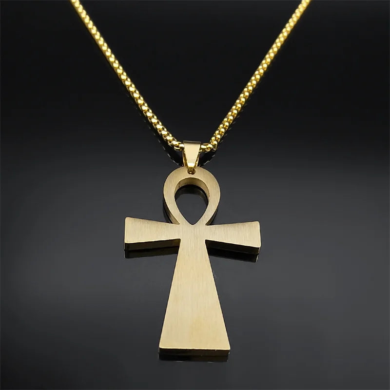 Our Father Prayer Ankh Cross Key of Life Pendant Necklace for Men Wome ...