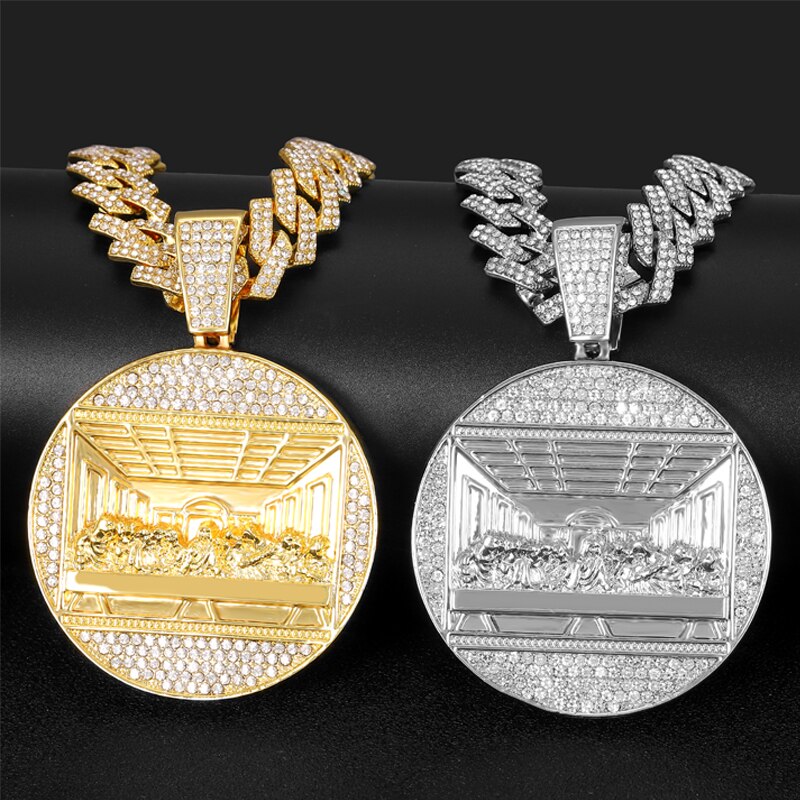 Hip Hop Last Supper Pendant Necklace Men Jewelry Iced Out Chain ...