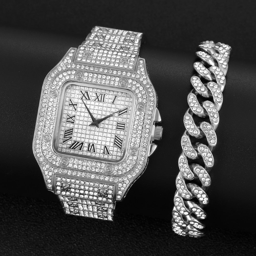 Iced Out Watch Mens Cuban Link Chain Bracelet watch – Gofaer Finds store!