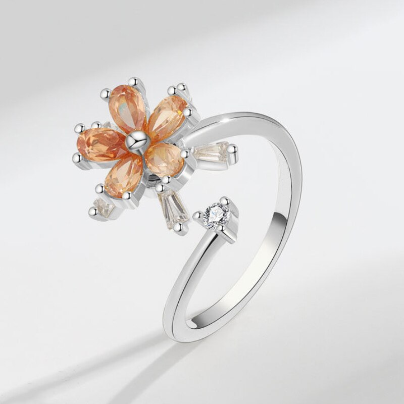 Original new style rotatable pale pink flower engagement ring – Gofaer ...