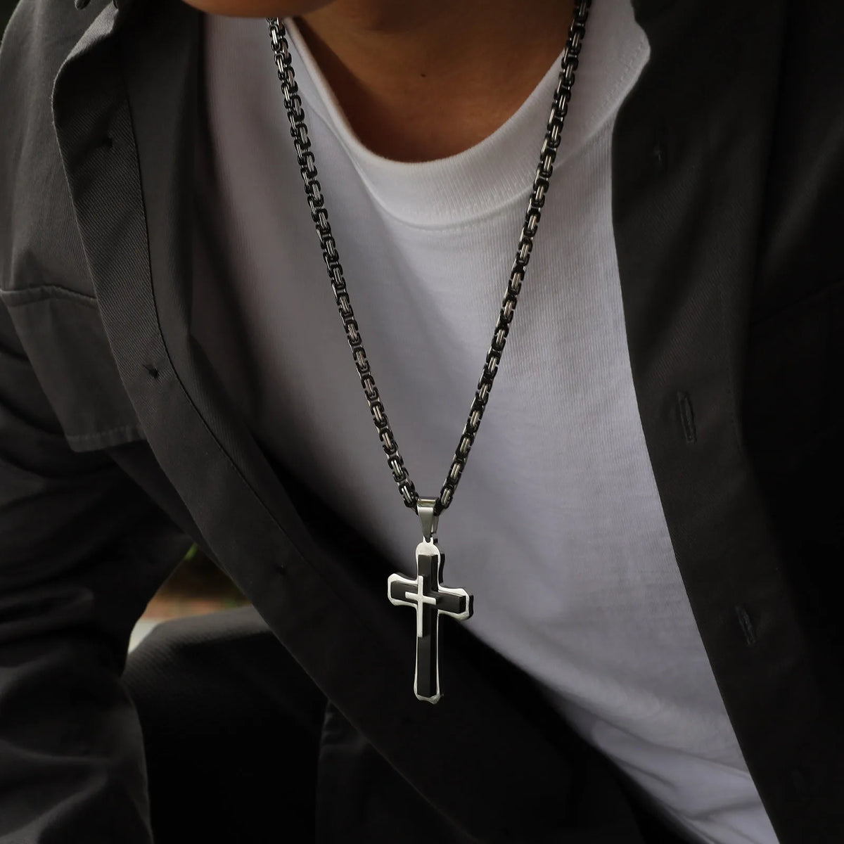 Heavy Cross Necklaces for Men Boys,Retro Byzantine Link Chain Necklace ...