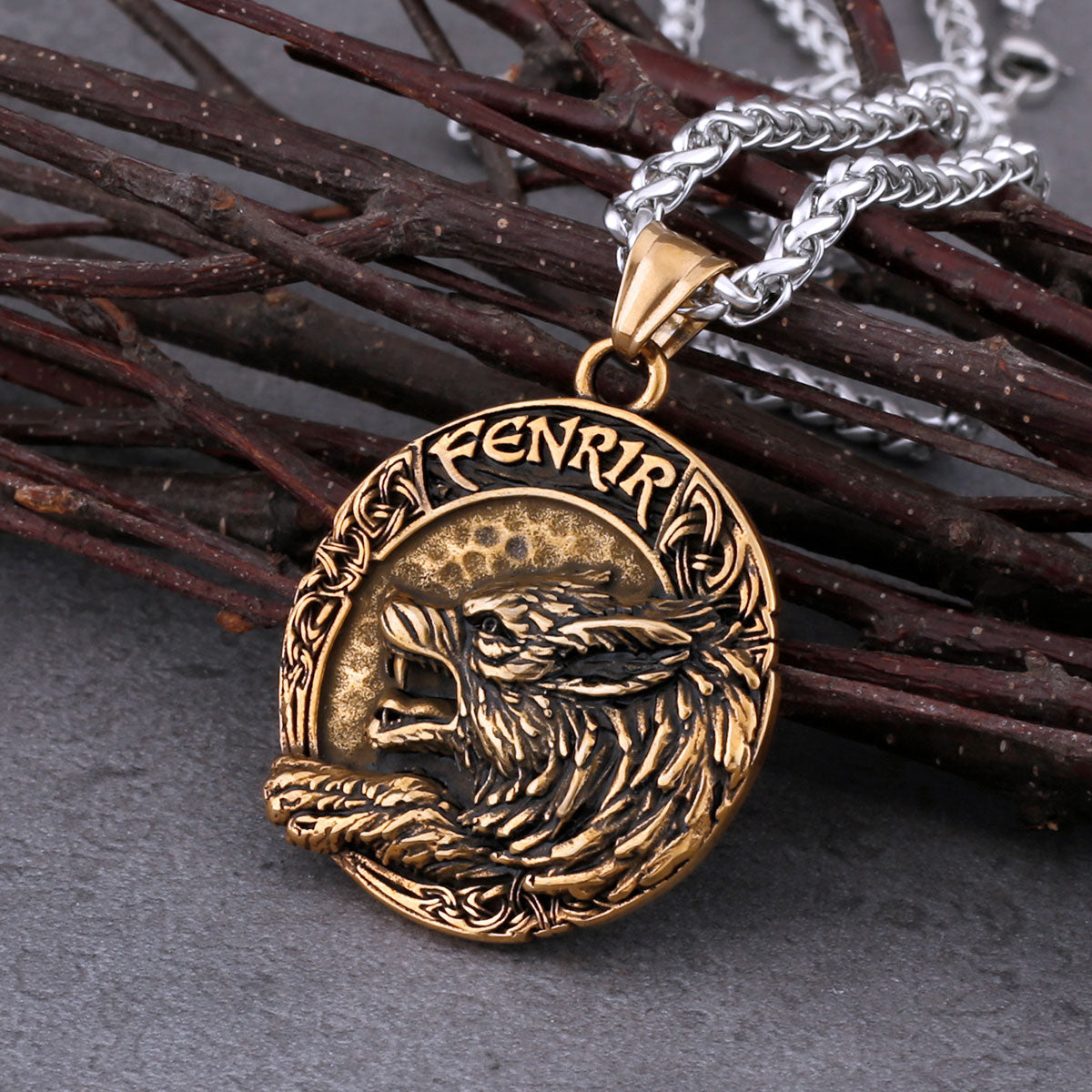 Fashionable Vikings Wolf Fenrir Necklace Men's Nordic Compass Odin Amu ...