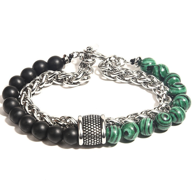 Natural Map Stone Men's Beaded Bracelet for women – Gofaer Finds store!