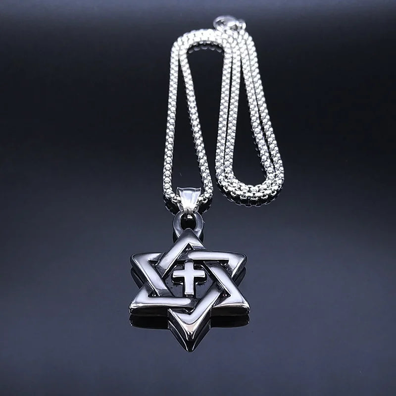Jewish Hexagram Cross Pendant Necklace for Women/Men – Gofaer Finds store!