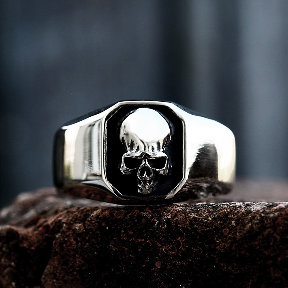 Gothic High Polish Stainless Steel Skeleton Skull Ring For Men – Gofaer ...