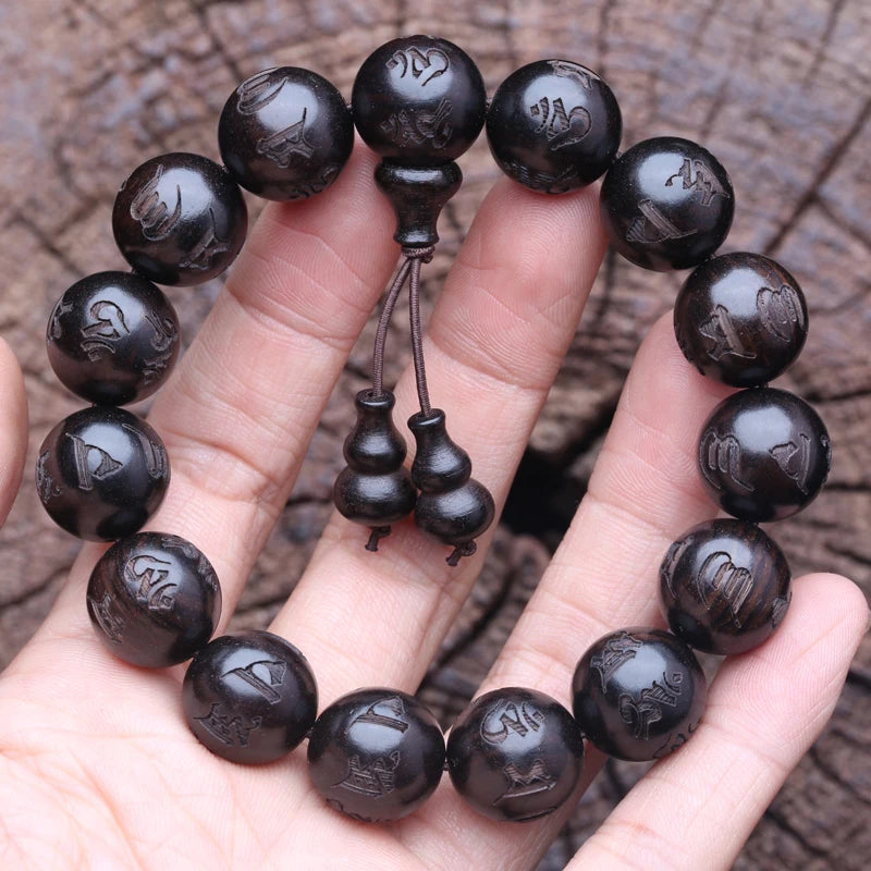 Authentic Natural Ebony Tibetan Six-Character Mantra Tibetan Prayer Wh ...