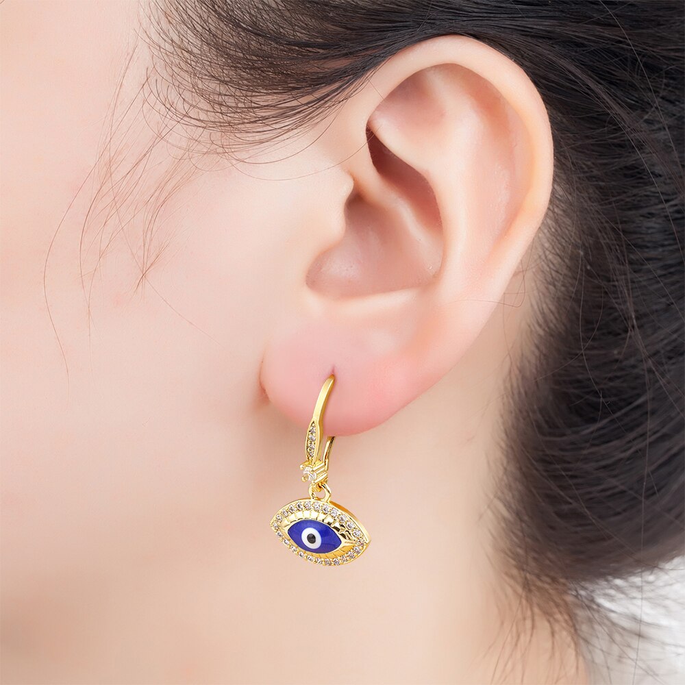 New Turkish Amulet Evil Eye Drop Earrings – Gofaer Finds store!