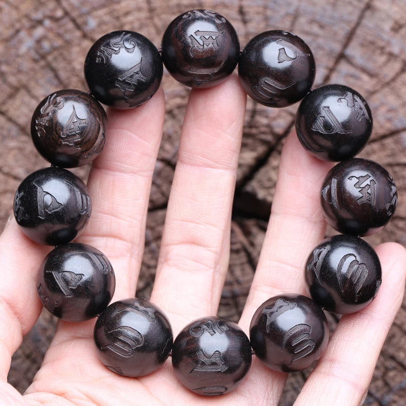 Authentic Natural Ebony Tibetan Six-Character Mantra Tibetan Prayer Wh ...
