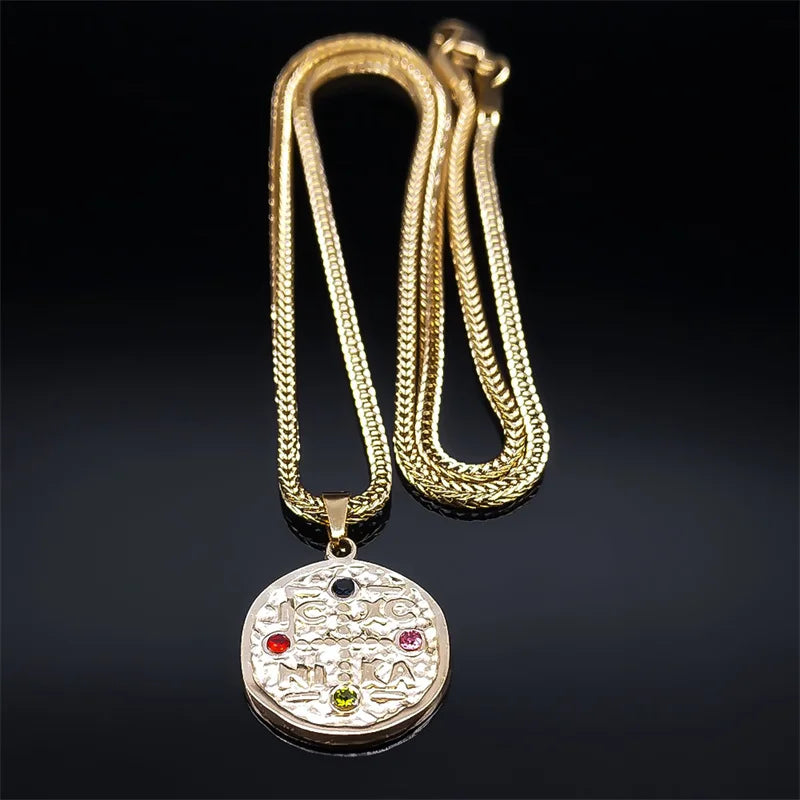 IC XC NI KA Jesus Christ Necklace Stainless Steel Gold Color Eastern O ...