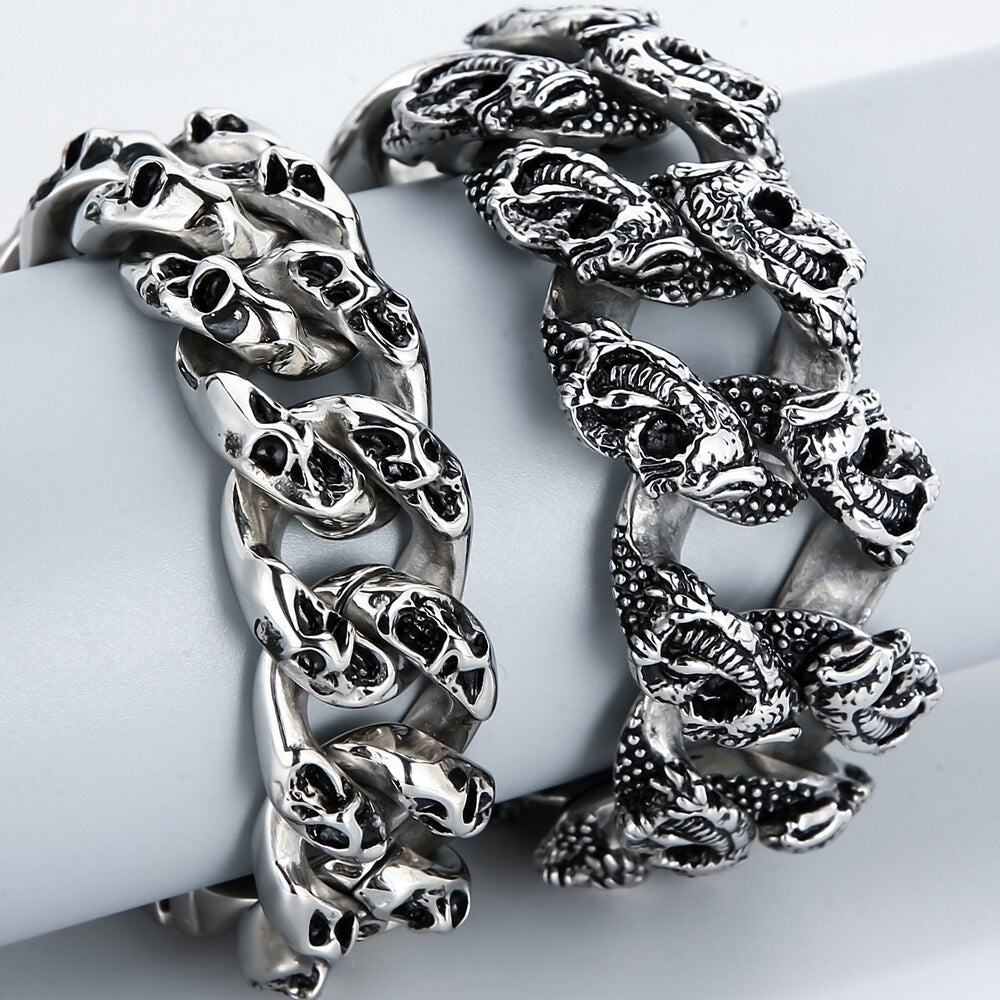 Massive Skull Head Curb Link Chain Bracelets for Men – Gofaer Finds store!