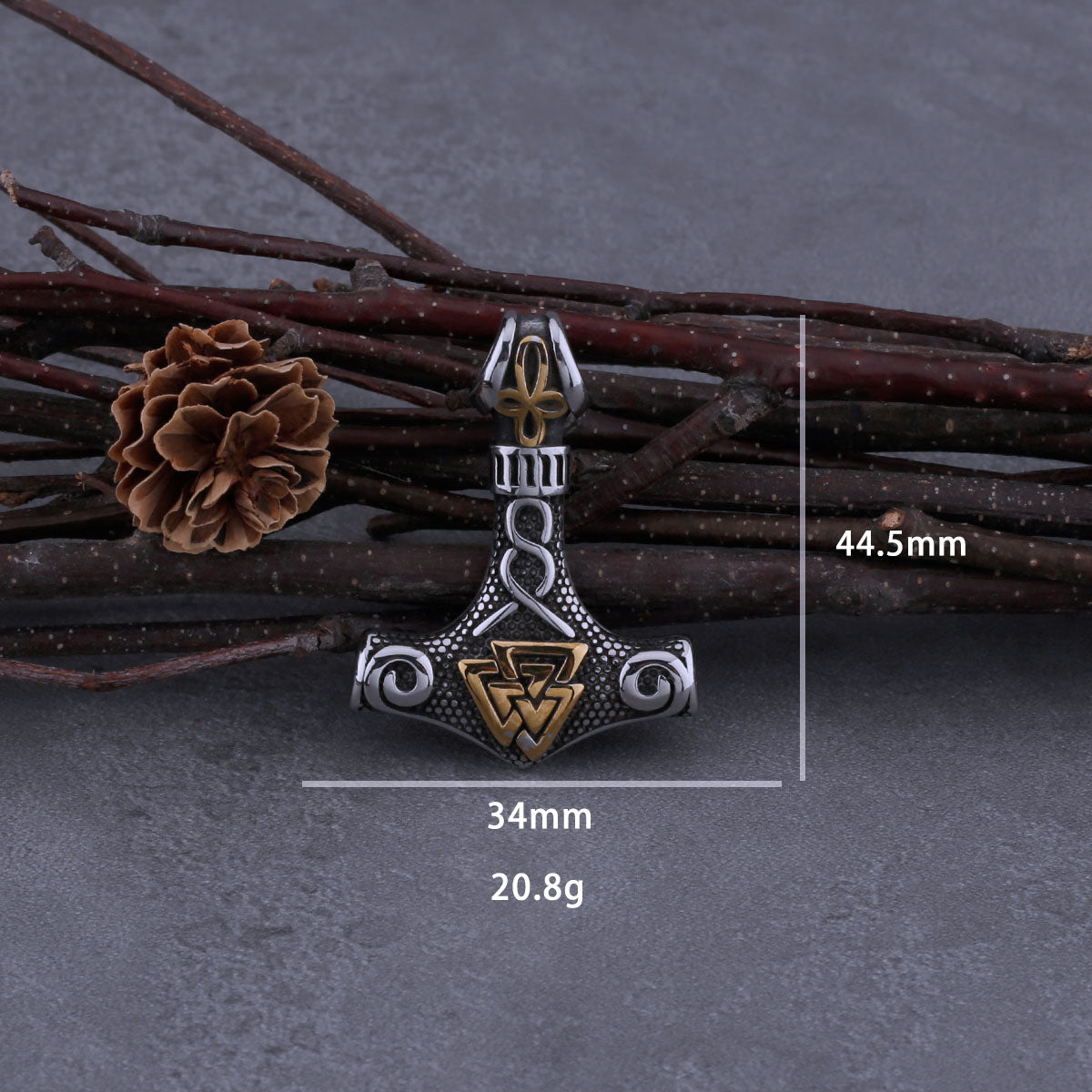 Stainless Steel Viking Mjolnir Quake and Odin Rune Necklace Men's ...