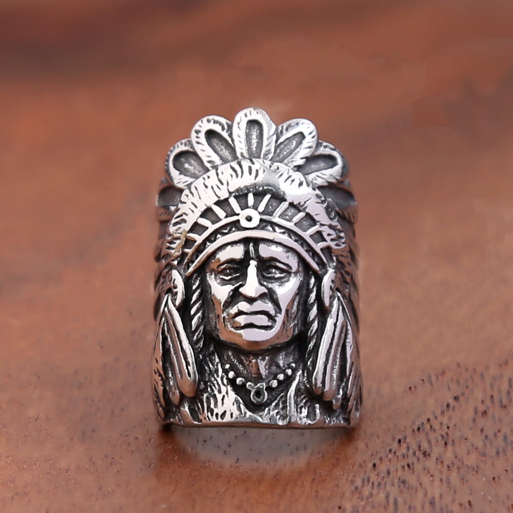 Vintage 316L Stainless Steel Indian Chief Ring For Men – Gofaer Finds ...