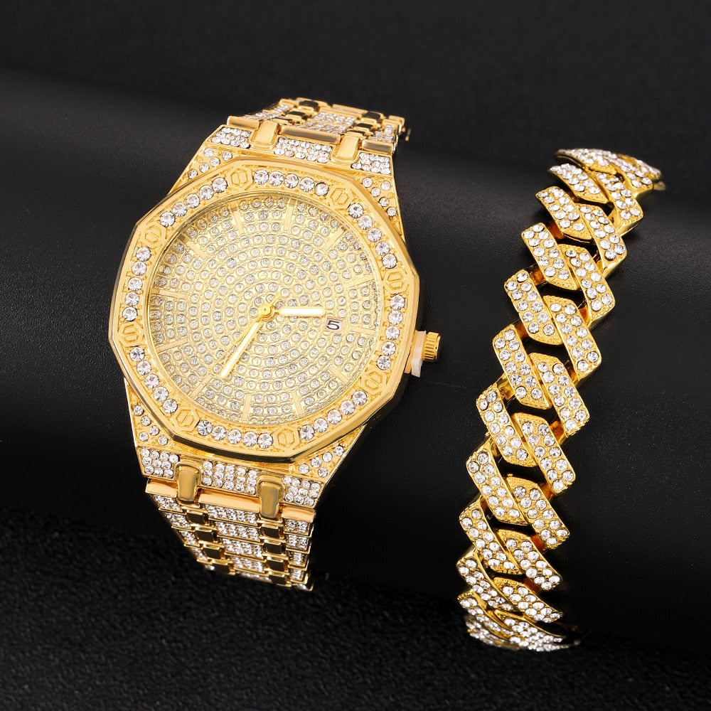 Iced Out Watch for Men Gold Watch for Men – Gofaer Finds store!