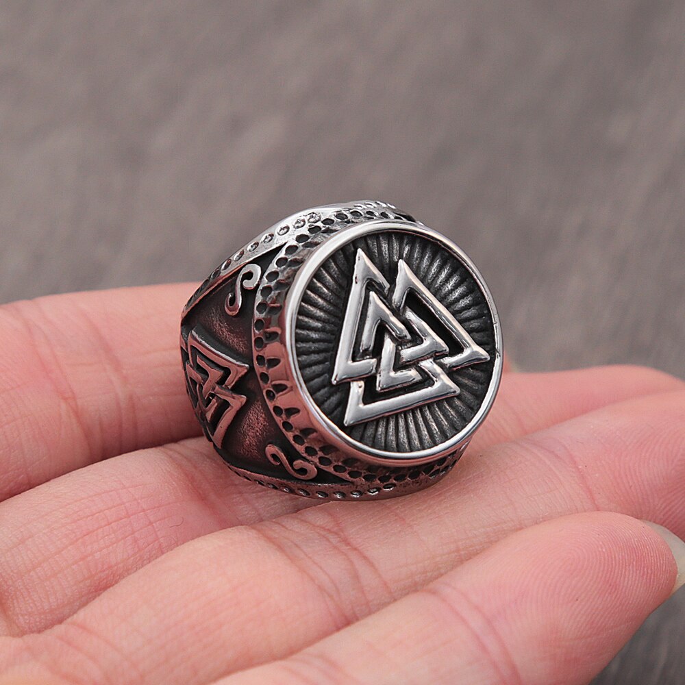 Vintage Stainless Steel Viking Valknut Ring Men – Gofaer Finds store!