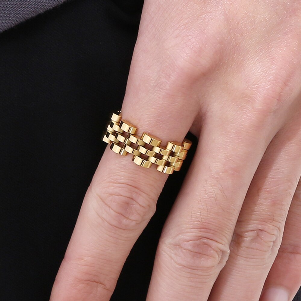 Luxury Gold Plated Watch Strap Style Men's Ring – Gofaer Finds store!