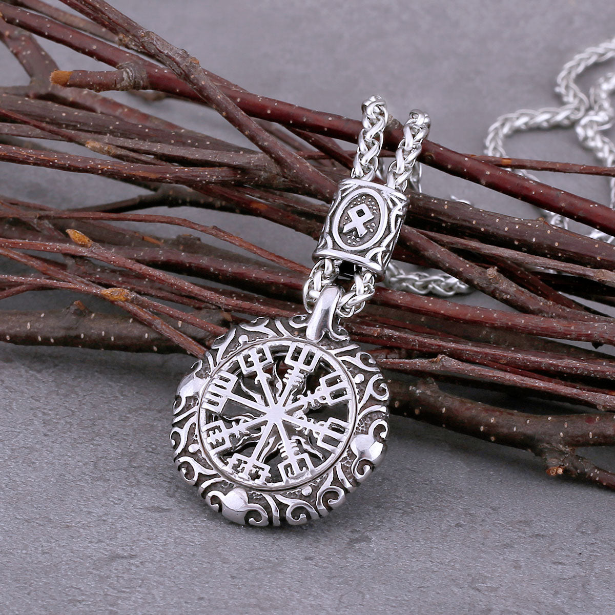 Original Viking Compass Necklace Vintage Stainless Steel Rune Amulet P ...