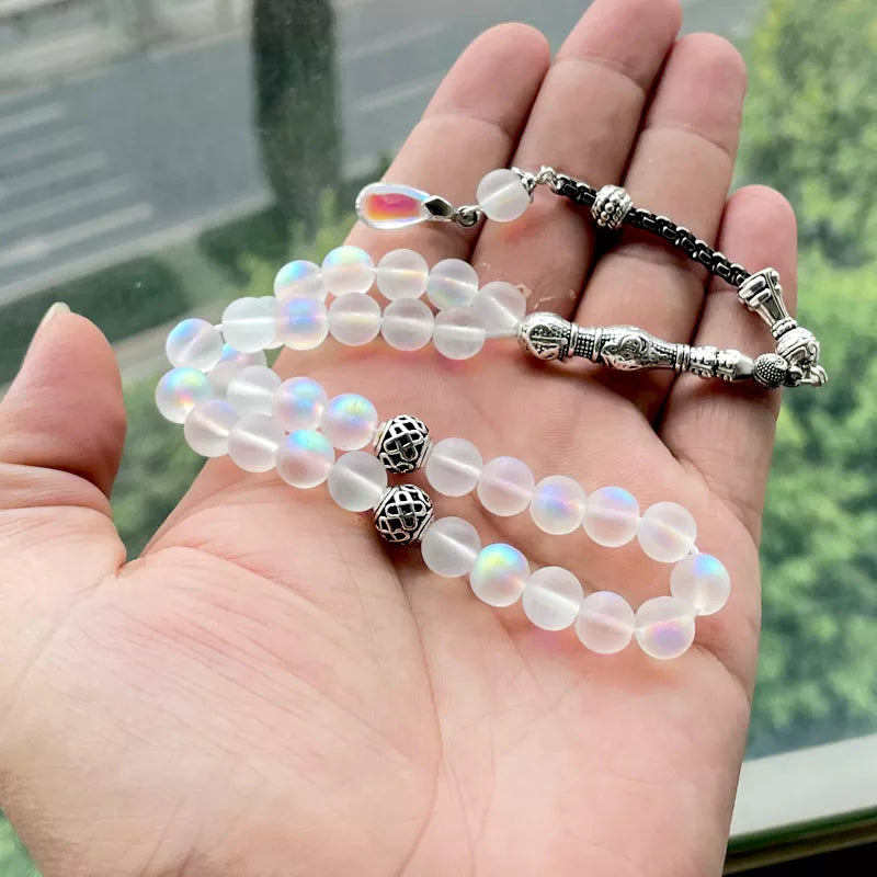 Tasbih Matte crystal muslim misbaha islamic white prayer beads store ...
