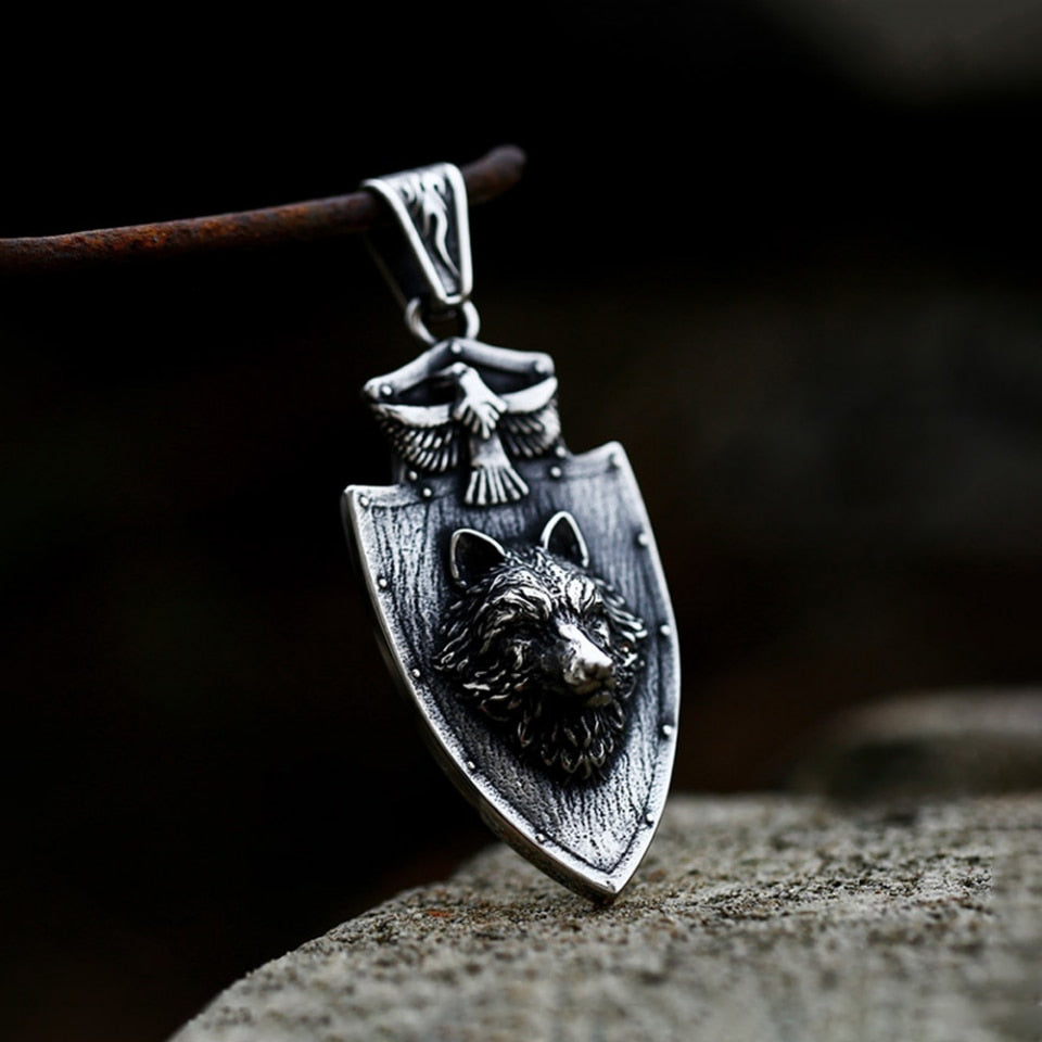Punk Unique 3D Wolf Head Shield Pendant Necklace For Men – Gofaer Finds ...