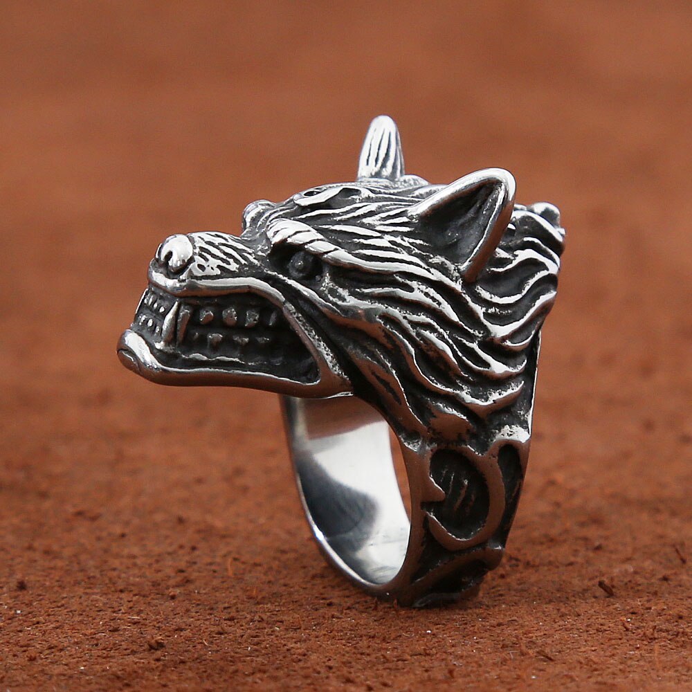 Nordic Stainless Steel Viking Wolf Rings For Men – Gofaer Finds store!